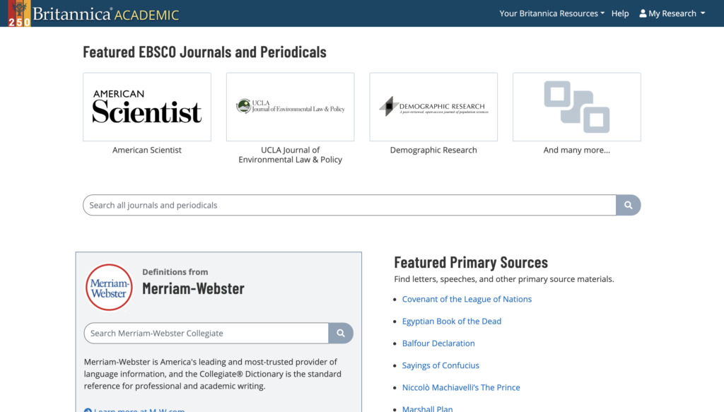 Britannica® Academic – Britannica Education PT